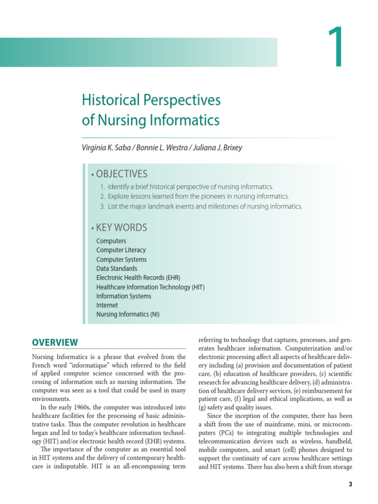 Topic 2 Historical Perspective of Nursing Informatics | PDF | Health ...