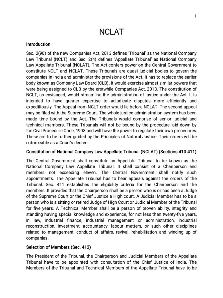 NCLT and NCLAT Powers Overview | PDF | Tribunal | Judiciaries