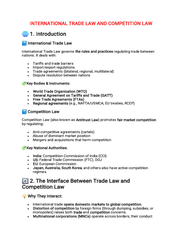 Trade and Competition Law Interactions | PDF | Competition Law | World ...