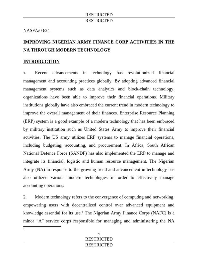 Improving NA Finance Corps Activities | PDF | Computer Security | Security