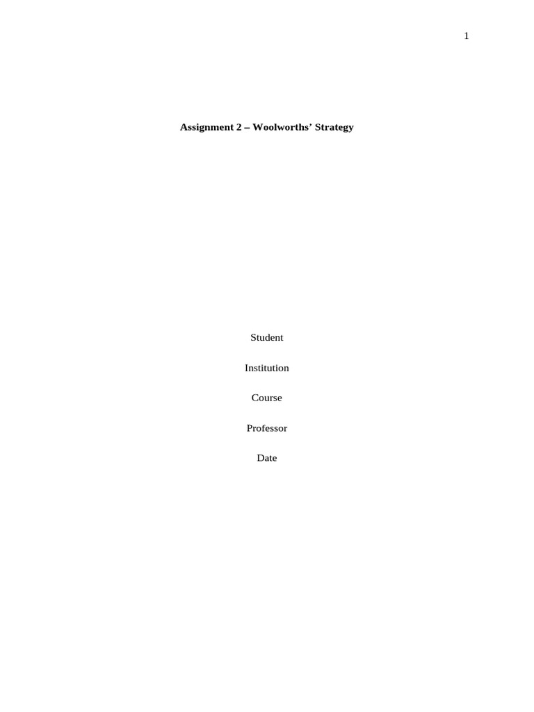 Assignment 2 - Woolworths' Strategy | PDF | Grocery Store | Online Shopping