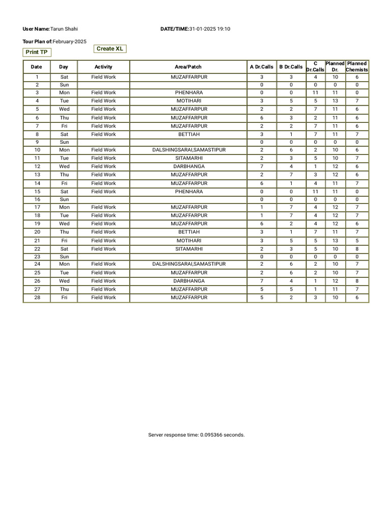 February 2025 Field Work Schedule | PDF