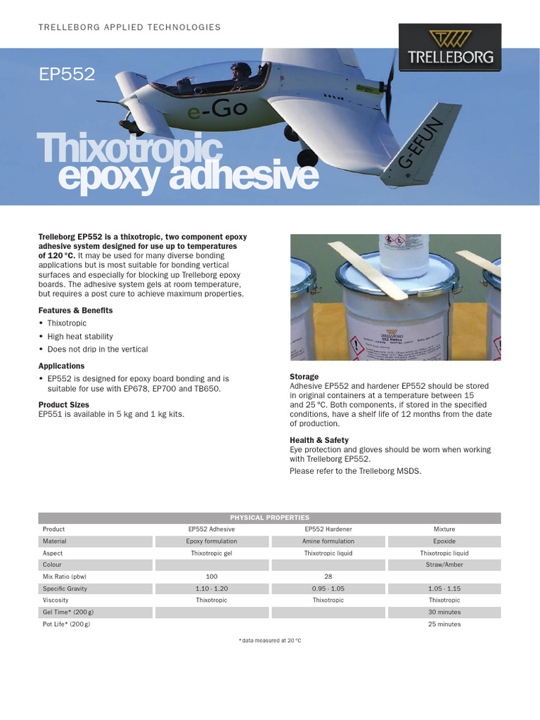 Trelleborg Datasheet EP552 A4 Jan16 Lo Res | PDF | Epoxy | Strength Of Materials