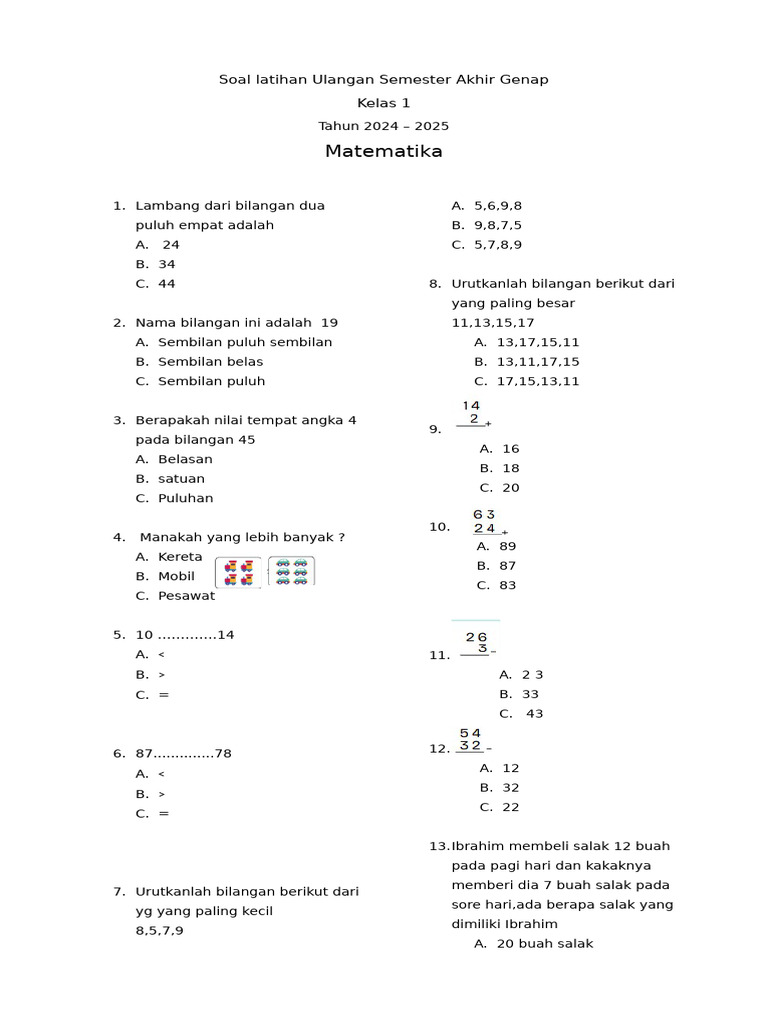 Kisi Kisi Asas MAtematika | PDF