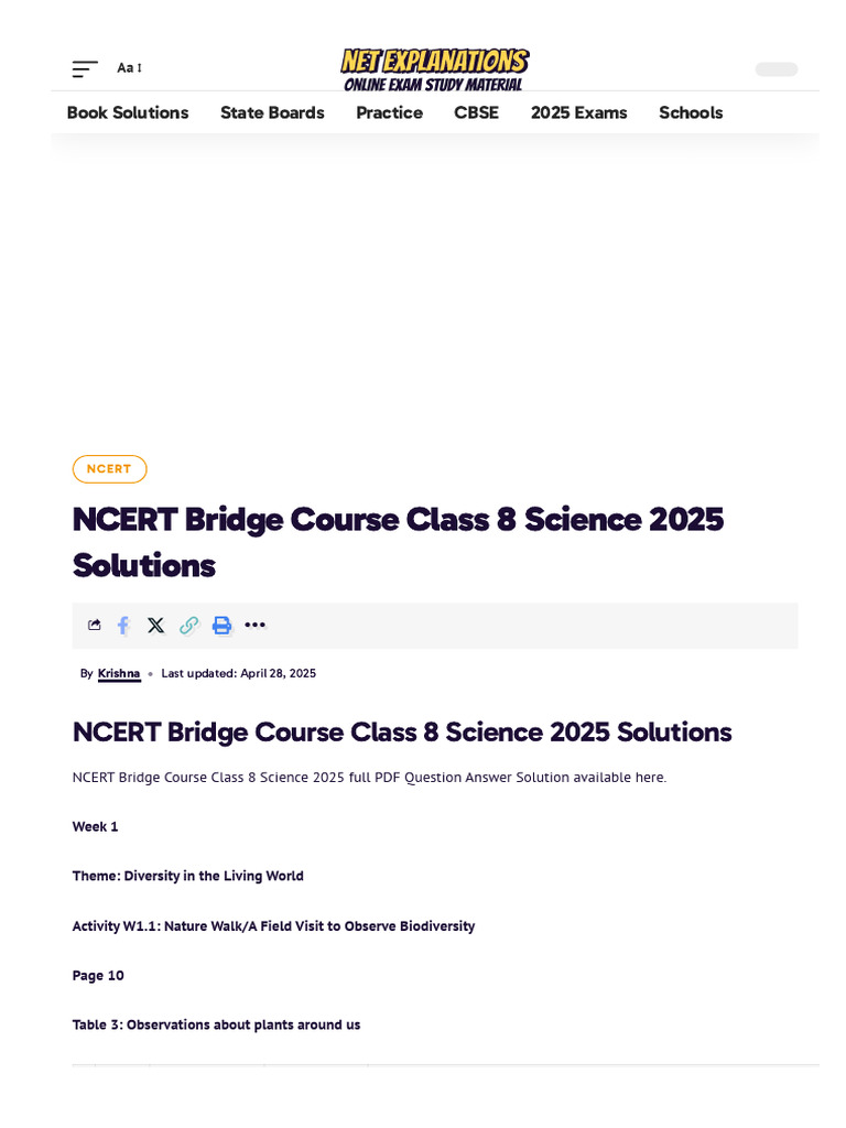 WWW Netexplanations Com Ncert Bridge Course Class 8 Science 2025 ...