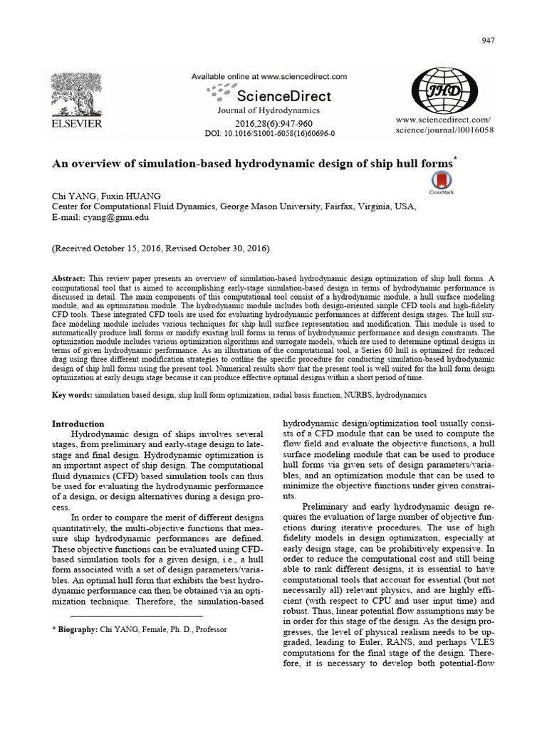 An Overview of Simulation-Based Hydrodynamic Design of Ship Hull Forms ...