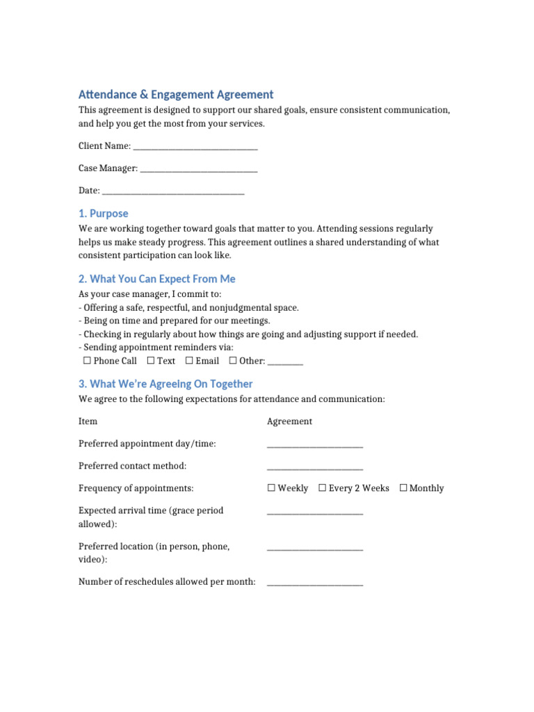 Attendance Engagement Agreement | PDF | Communication