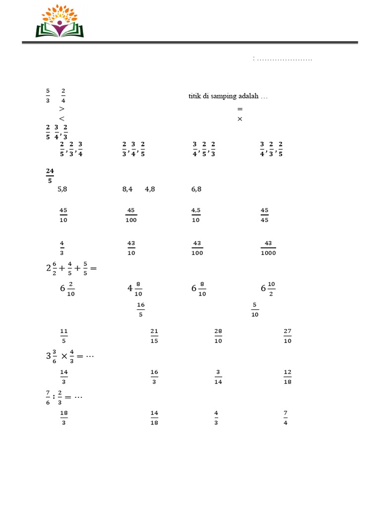 Sumatif LM UNIT 5 (Pecahan) Matematika | PDF