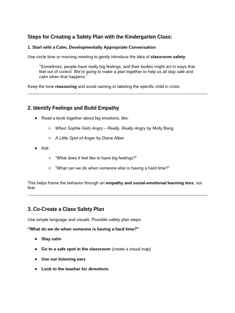 Sample Circle Time Activity For Safety Planning | PDF | Classroom | Empathy