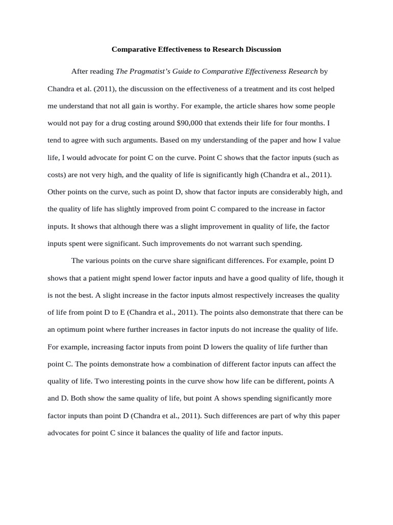 Comparative Effectiveness To Research Discussion | PDF