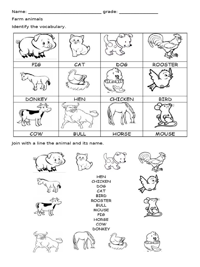 Farm Animals Activities Crosswords 90421 | PDF