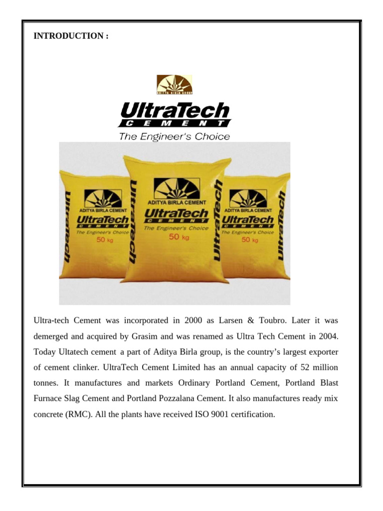 Ultratech Cement Internship Report | PDF | Cement | Concrete