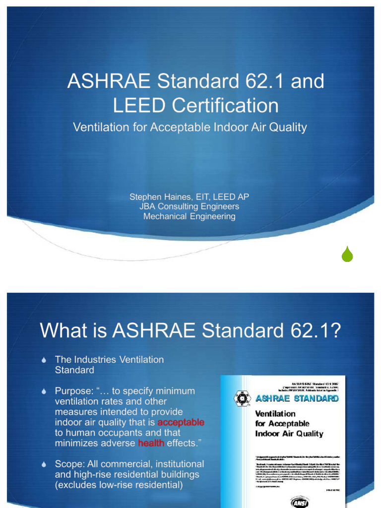 Ashrae Standard 62 and Leed Certification | PDF | Ventilation ...