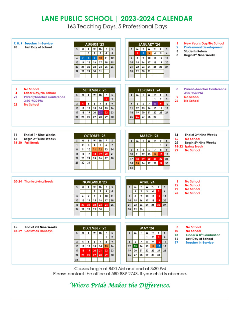 Lane School Calendar 23-24 - Final | PDF | Observances | Holidays