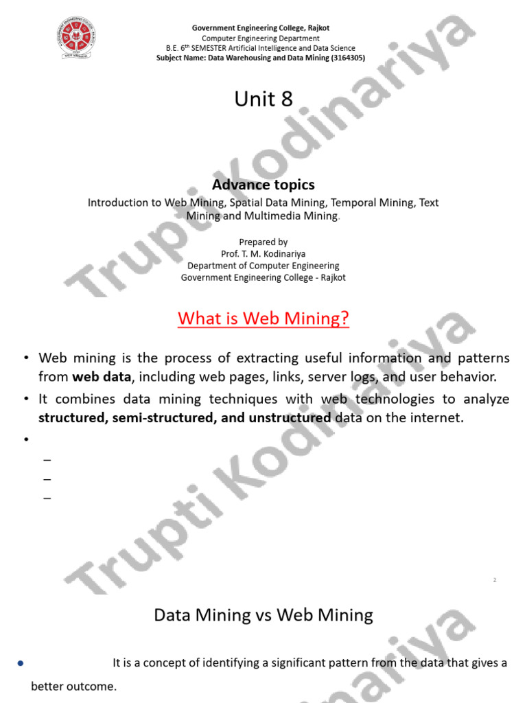 Advanced Topics in Data Mining Techniques | PDF | World Wide Web ...