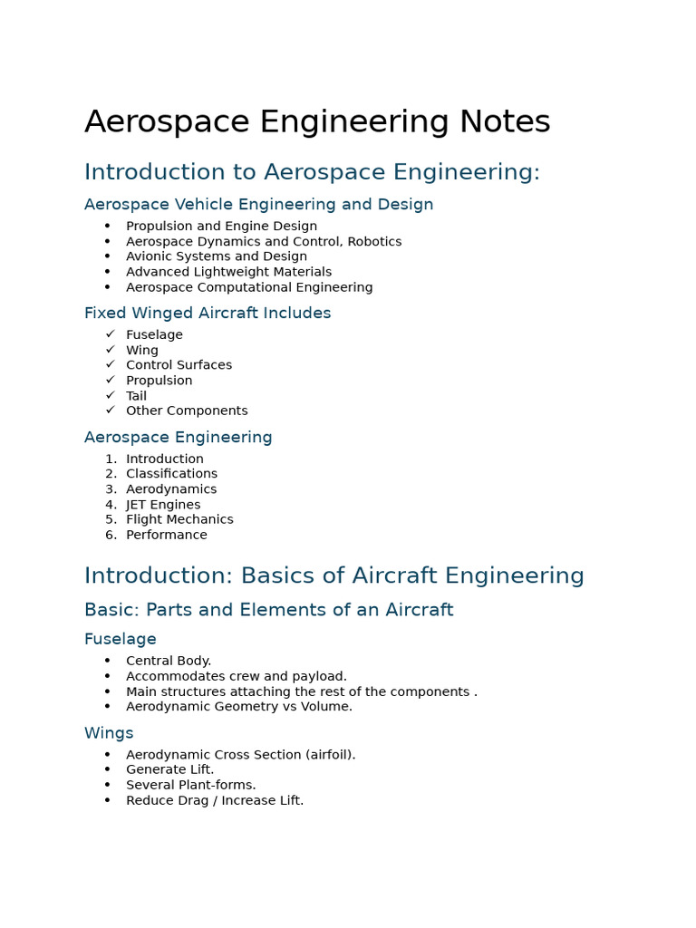 Aerospace Engineering Fundamentals Guide | PDF | Aircraft | Airfoil