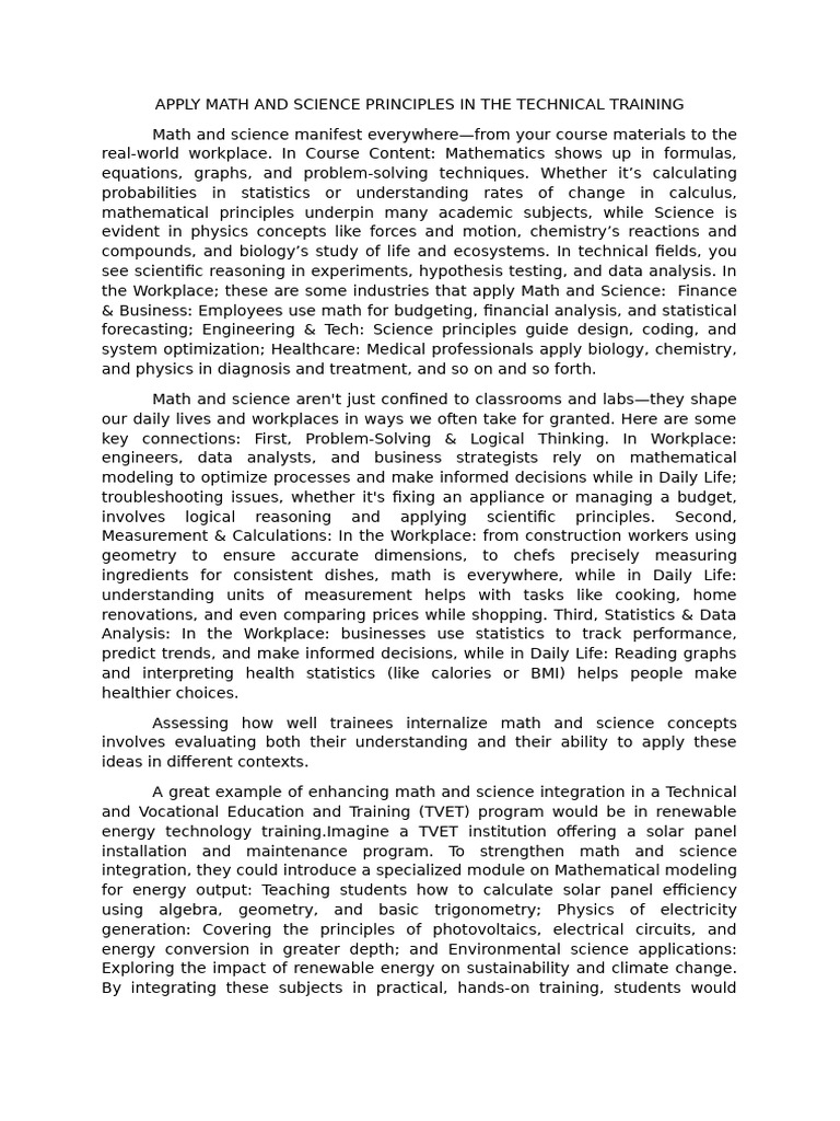 Apply Math and Science Principle | PDF | Mathematics | Science