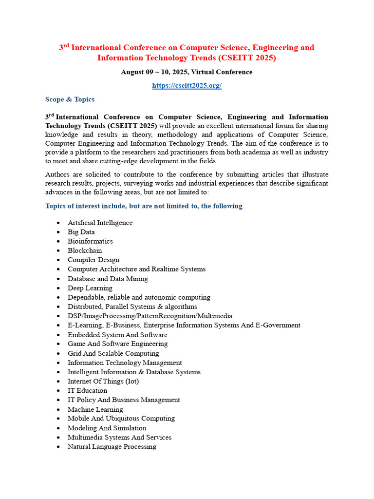 3rd International Conference On Computer Science, Engineering and Information Technology Trends ...