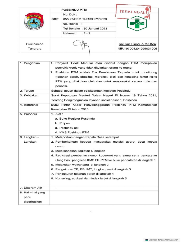 2.6.5.b Sop Posbindu Ptm | PDF