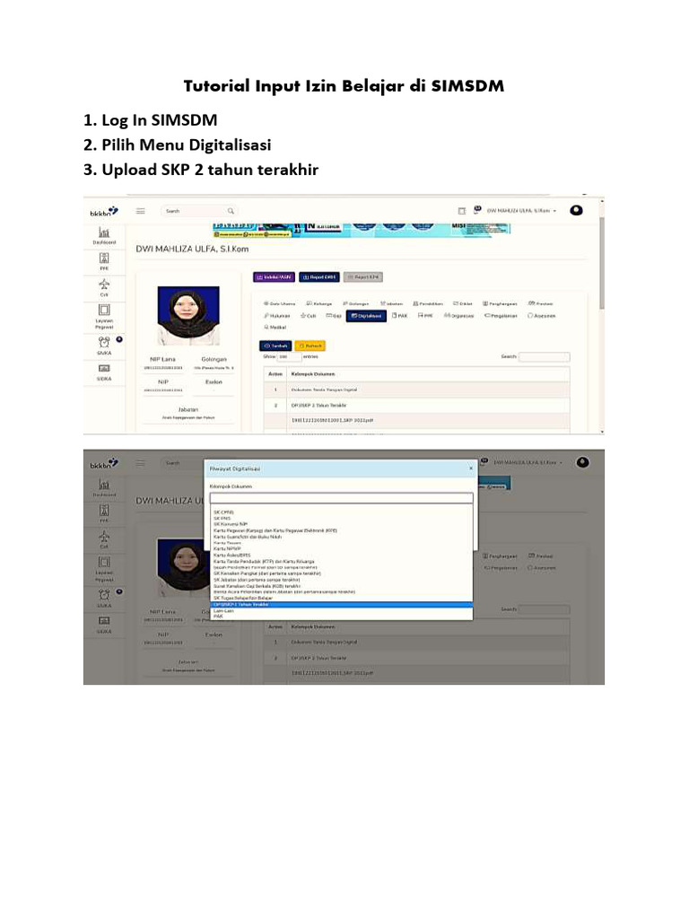Tutorial Input Izin Belajar di SIMSDM | PDF