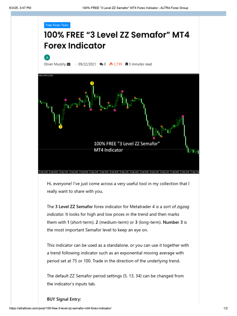 100% FREE “3 Level ZZ Semafor” MT4 Forex Indicator - ALTRA Forex Group | PDF | Service ...