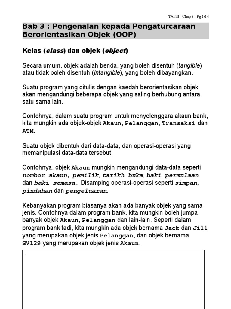 Pengenalan Kepada OOP | PDF