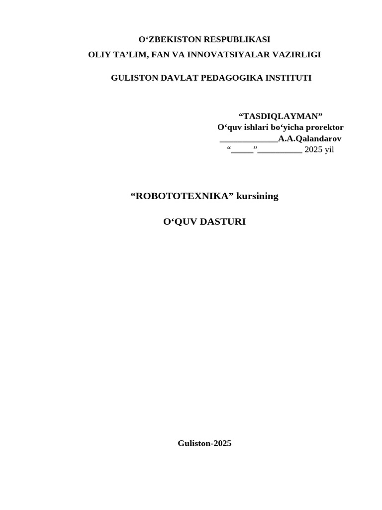 Robototexnika Dasturi | PDF