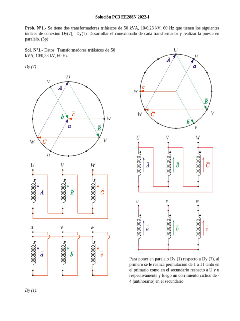 Solución PC3 EE288N Ciclo 2022-1 | PDF | Transformador | Electrodinámica