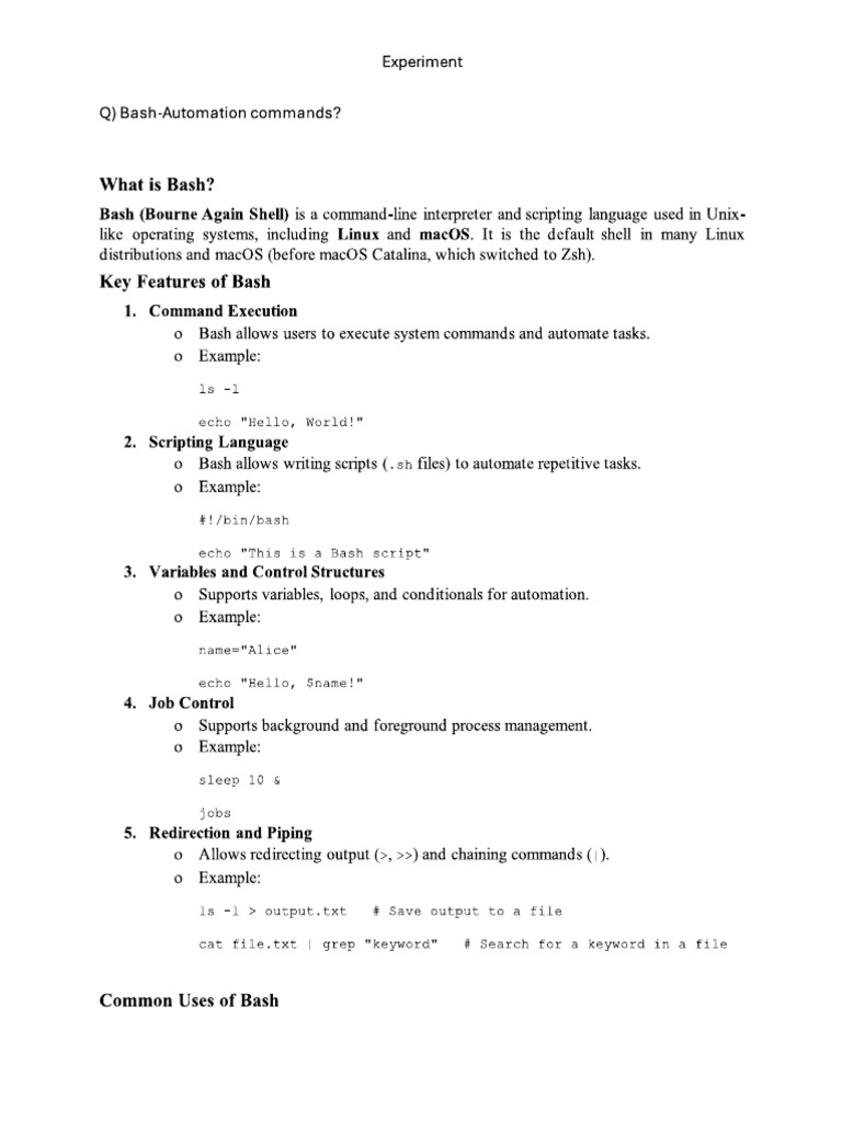 Bash Automation Commands | PDF Bash Automation Commands | PDF