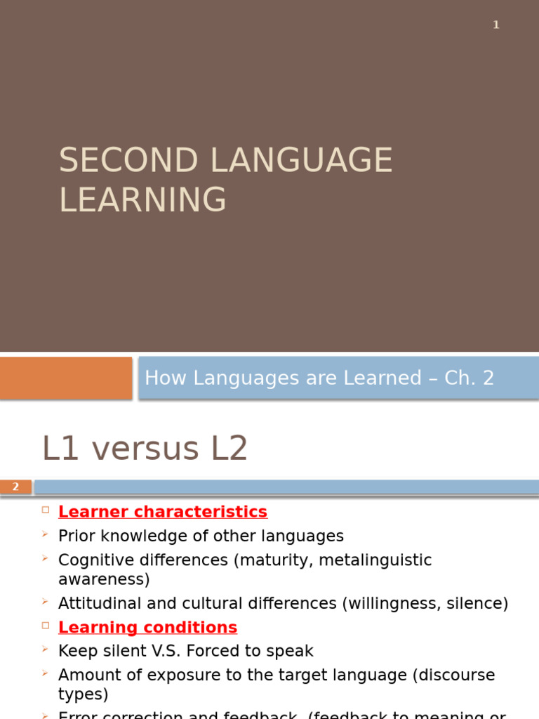 CH 2 - Second Language Learning | PDF | Second Language | Second Language Acquisition