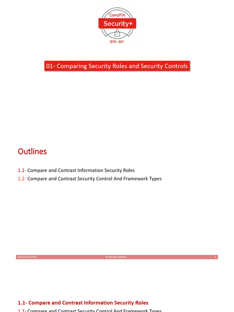 01 - Comparing Security Roles and Security Controls | PDF | Information Security | Computer Security