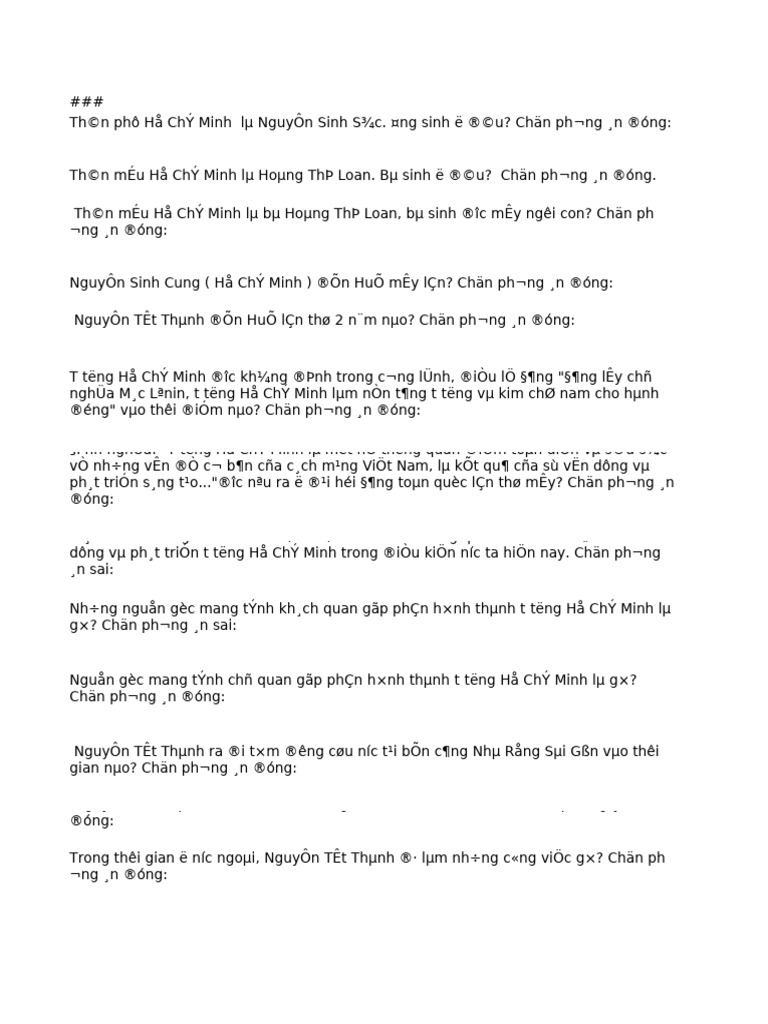 Ngan Hang Cau Hoi Trac Nghiem Tu Tuong Hcm Co Dap an (File Xls) | PDF