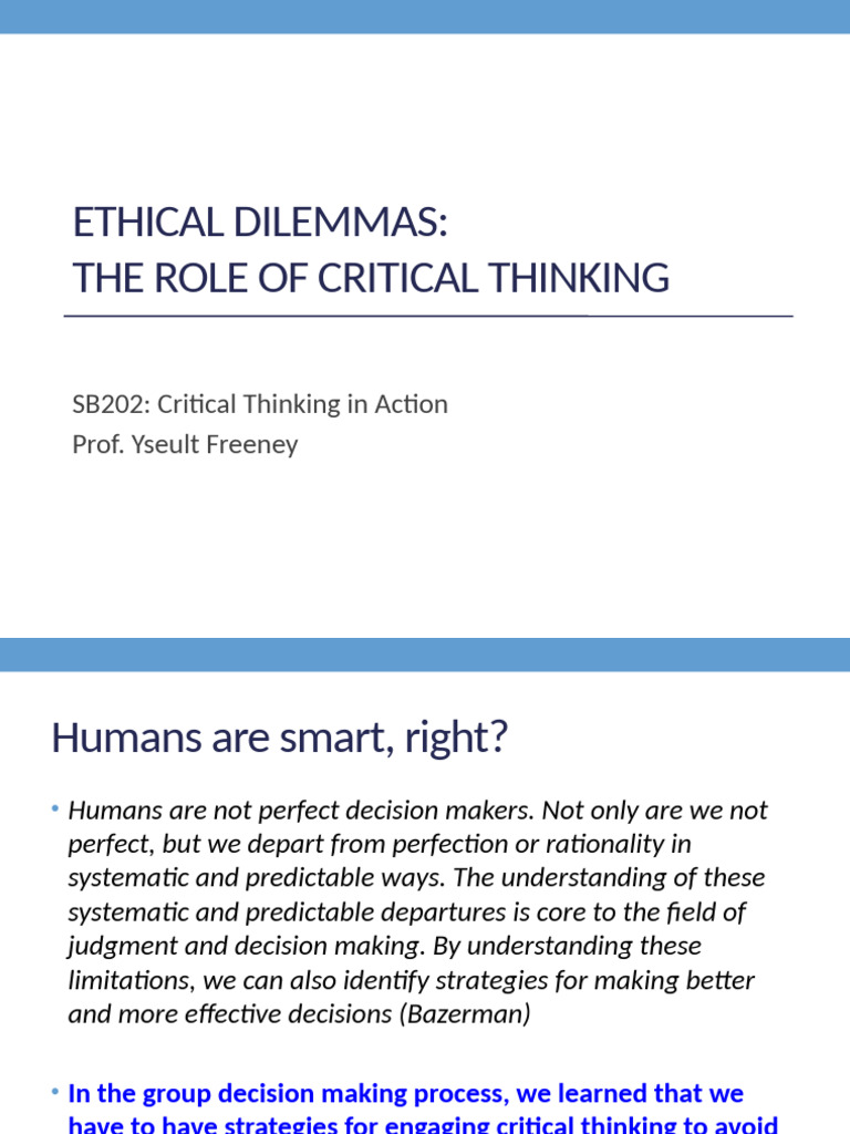 Ethical Dilemmas and Critical Thinking | PDF | Critical Thinking | Thought