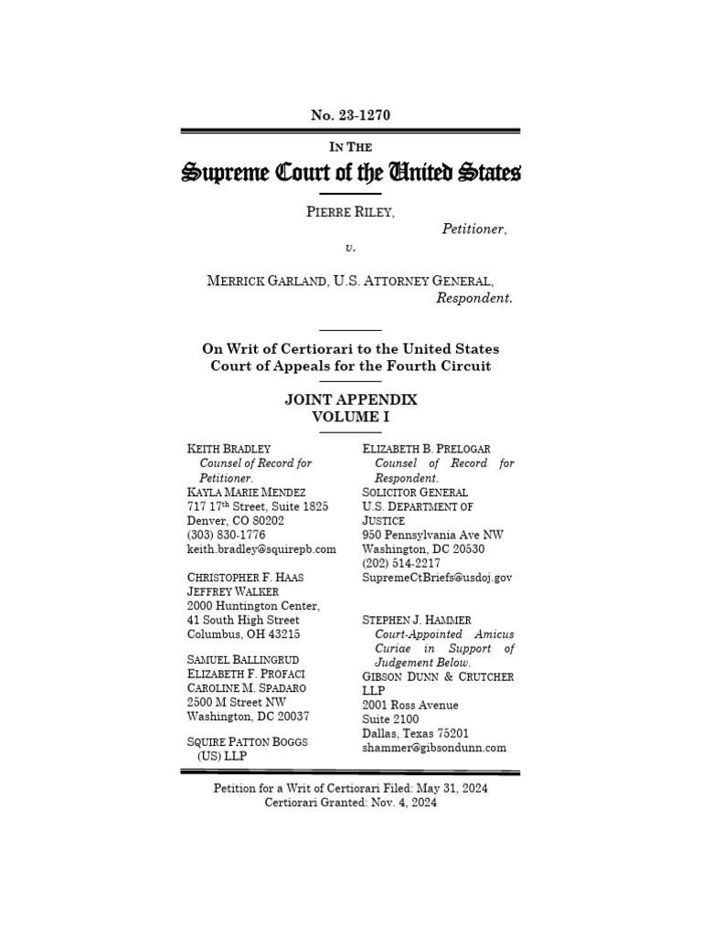 Joint Appendix Vol. I Redacted 23-1270 | PDF | United States Courts Of ...