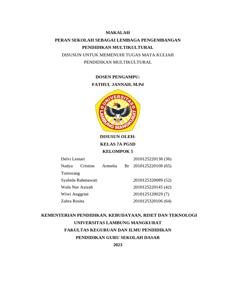 Makalah Kelompok 5 Pendidikan Multikultural - Revisi | PDF