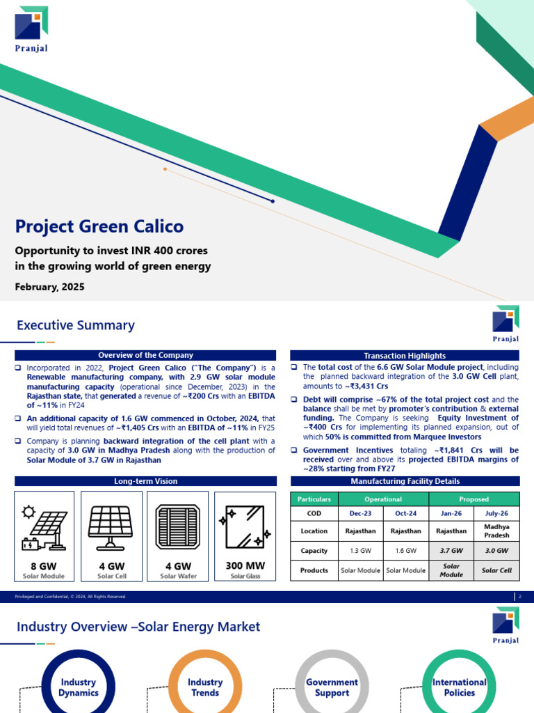 Project Green Calico - INR - 120225 | PDF | Photovoltaics | Solar Power