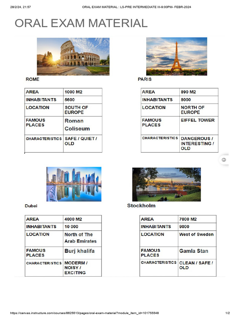 Oral Exam Material - Ls-Pre Intermediate Iii-9 - 00PM - Febr-2024 | PDF