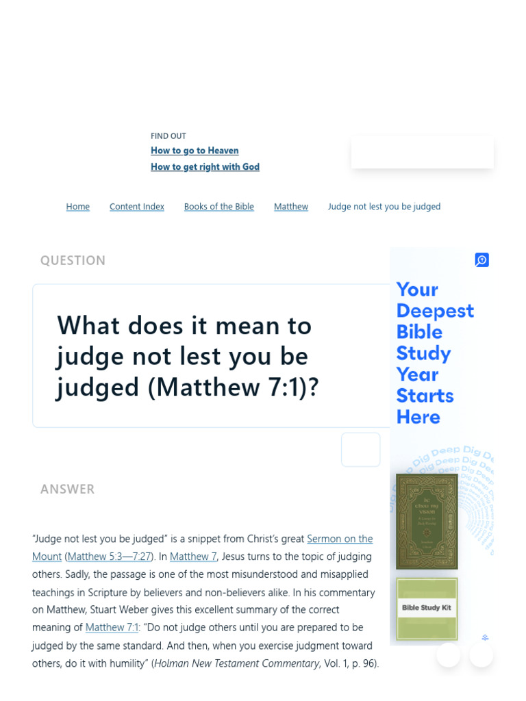 What Does It Mean To Judge Not Lest You Be Judged (Matthew 7 - 1) | PDF | Gospel Of Matthew | Jesus