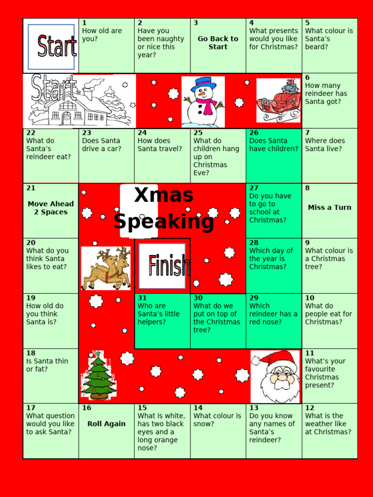 Board Game Christmas Santa Fun Activities Games | PDF | Santa Claus's ...