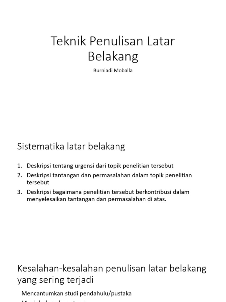 Teknik Penulisan Latar Belakang | PDF