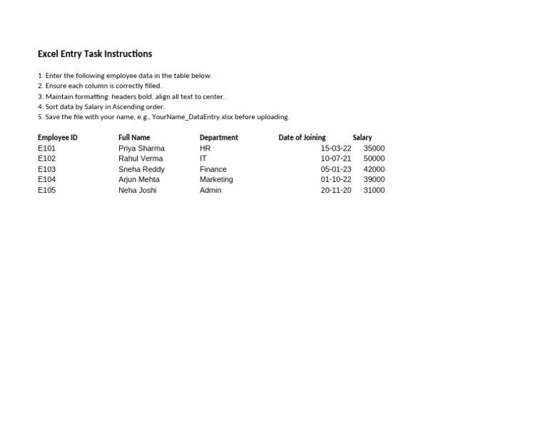 Data Entry Task | PDF