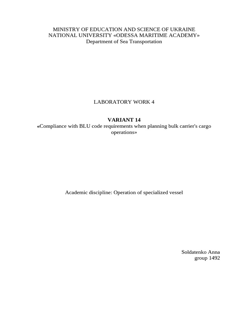 Compliance with BLU Code for Bulk Carriers | PDF