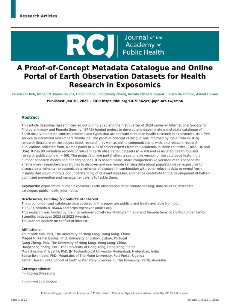 A Proof of Concept Metadata Catalogue and Online Portola of Earth ...