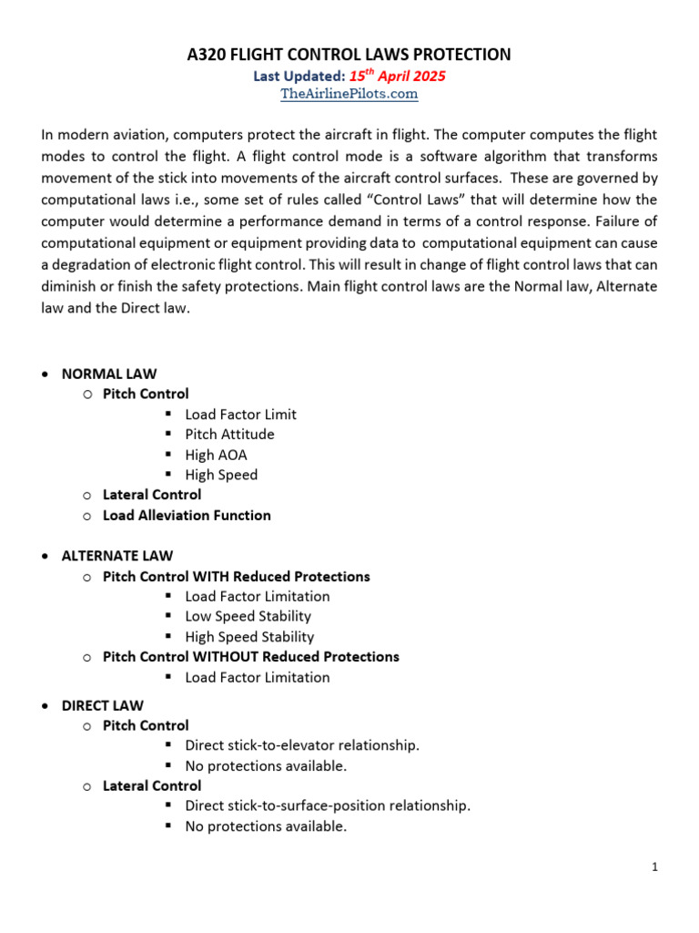 A320 Flight Control Laws | PDF | Aerospace | Aerospace Engineering