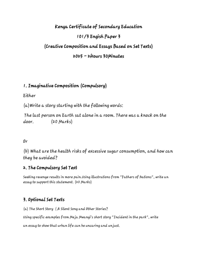 KCSE Pp3 2025 Trial 1 | PDF