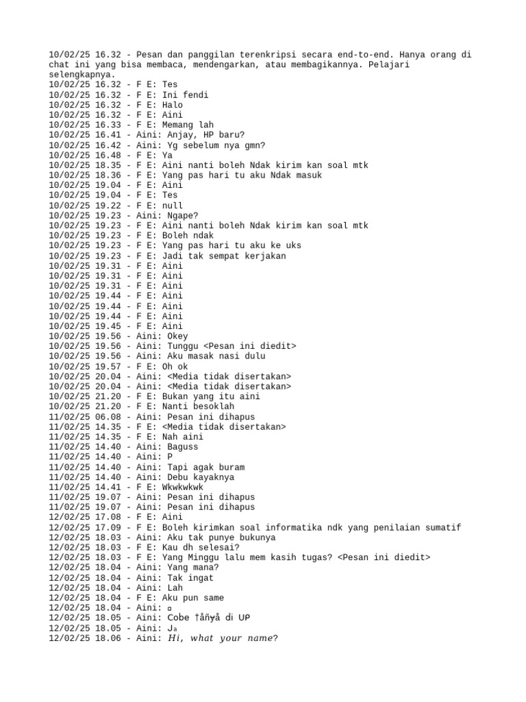 Chat WhatsApp Dengan Aini | PDF