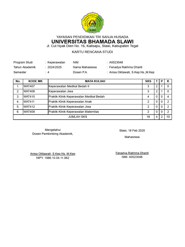 Kartu Rencana Studi | PDF
