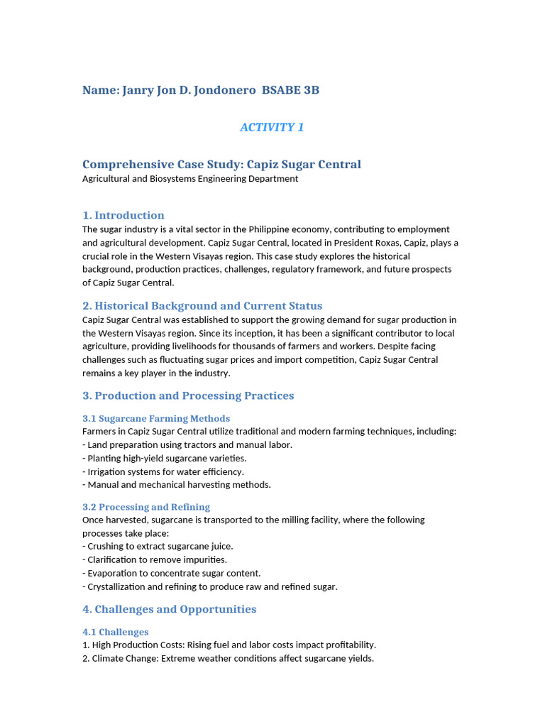 Food Processing Case Study - .1 | PDF | Agriculture | Sugarcane