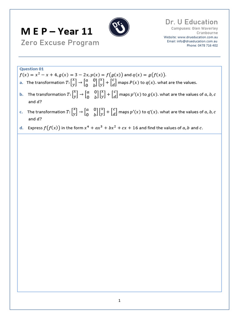 MEP - Y11 - Zero Excuse Program | PDF