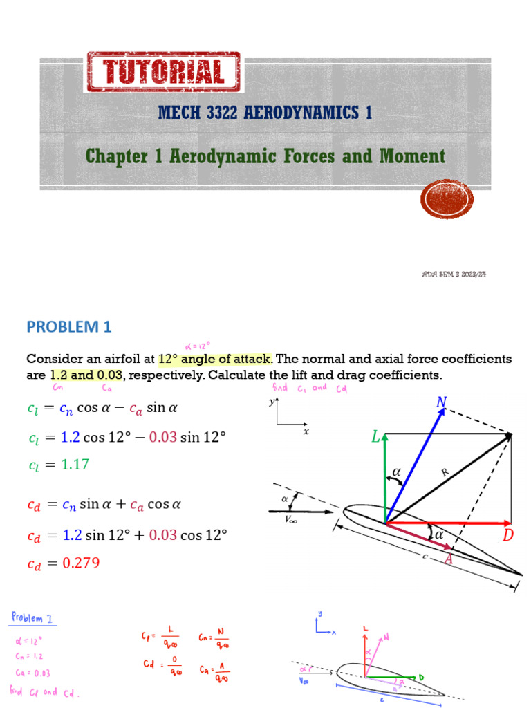 Tutorial Chapter 1 Aerodynamic Forces and Moment | PDF | Lift (Force) | Drag (Physics)